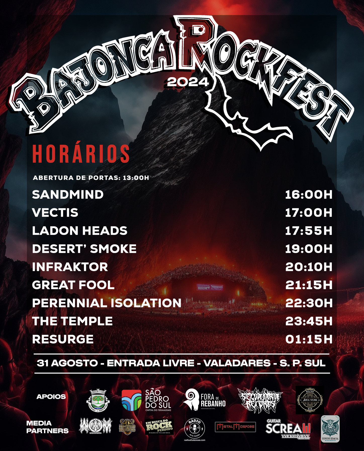 Bajonca Rock Fest 2024 - Running Order / Tijdschema